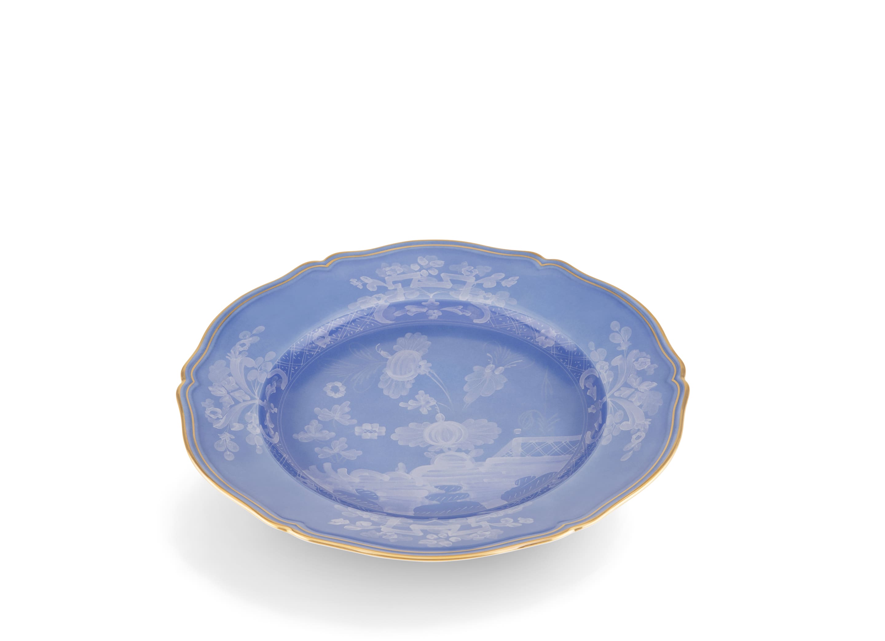 Periwinkle-blue porcelain round platter | GINORI 1735