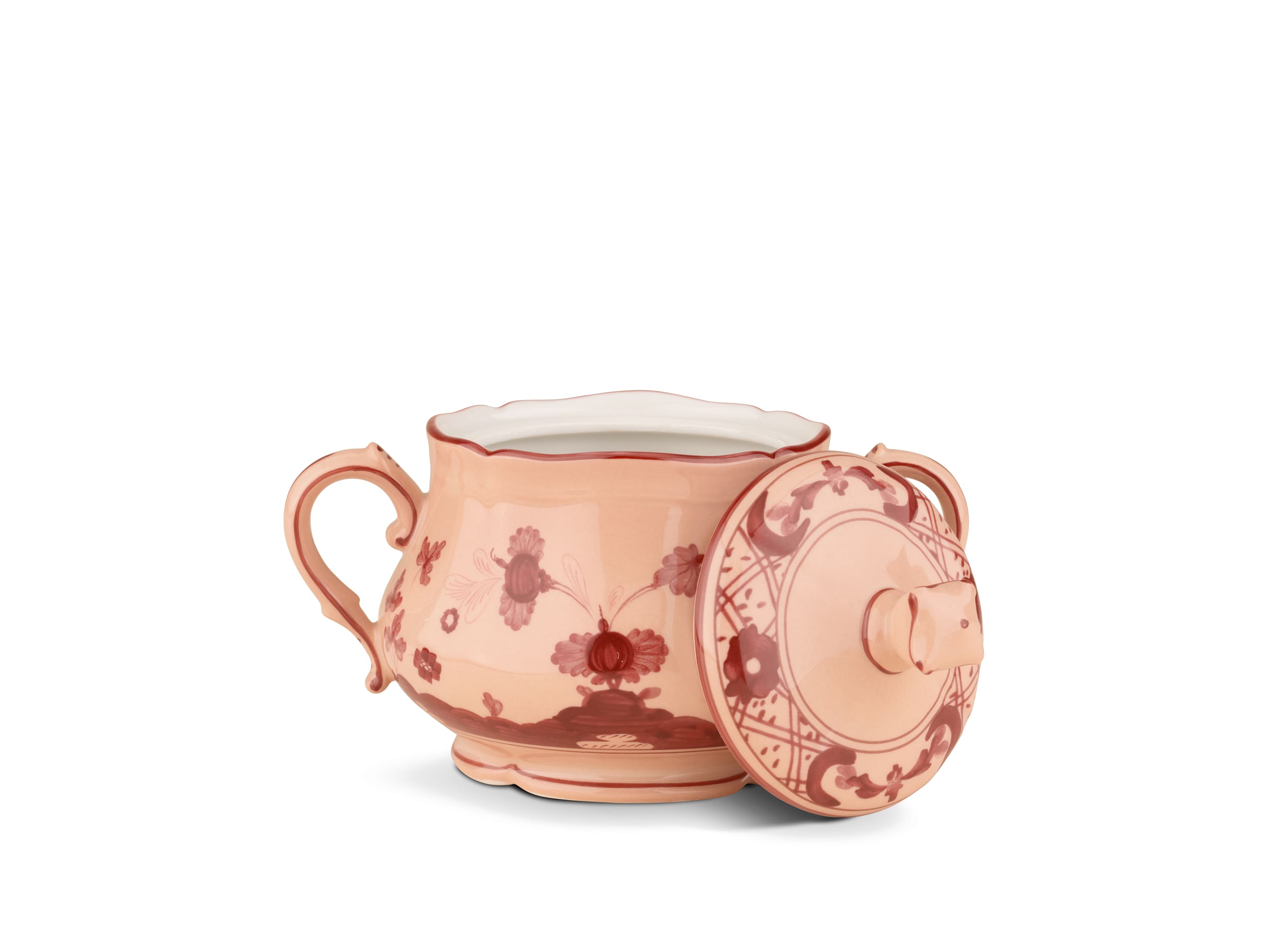 Vermilion-pink porcelain sugar bowl | GINORI 1735