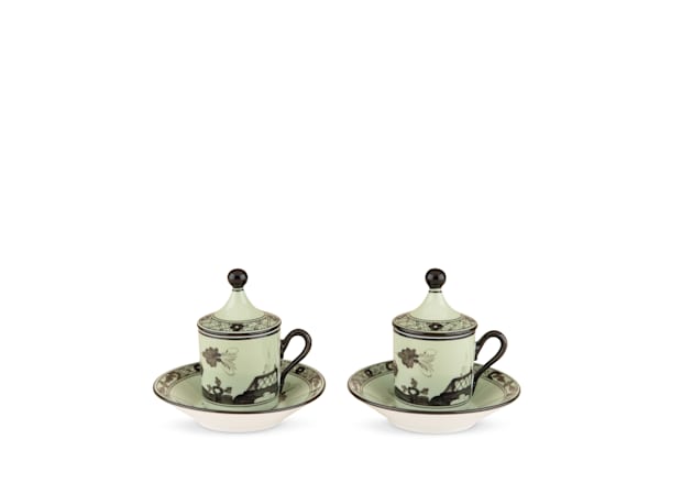 Barium-green porcelain coffee set for two | GINORI 1735