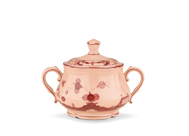 Vermilion-pink porcelain sugar bowl | GINORI 1735