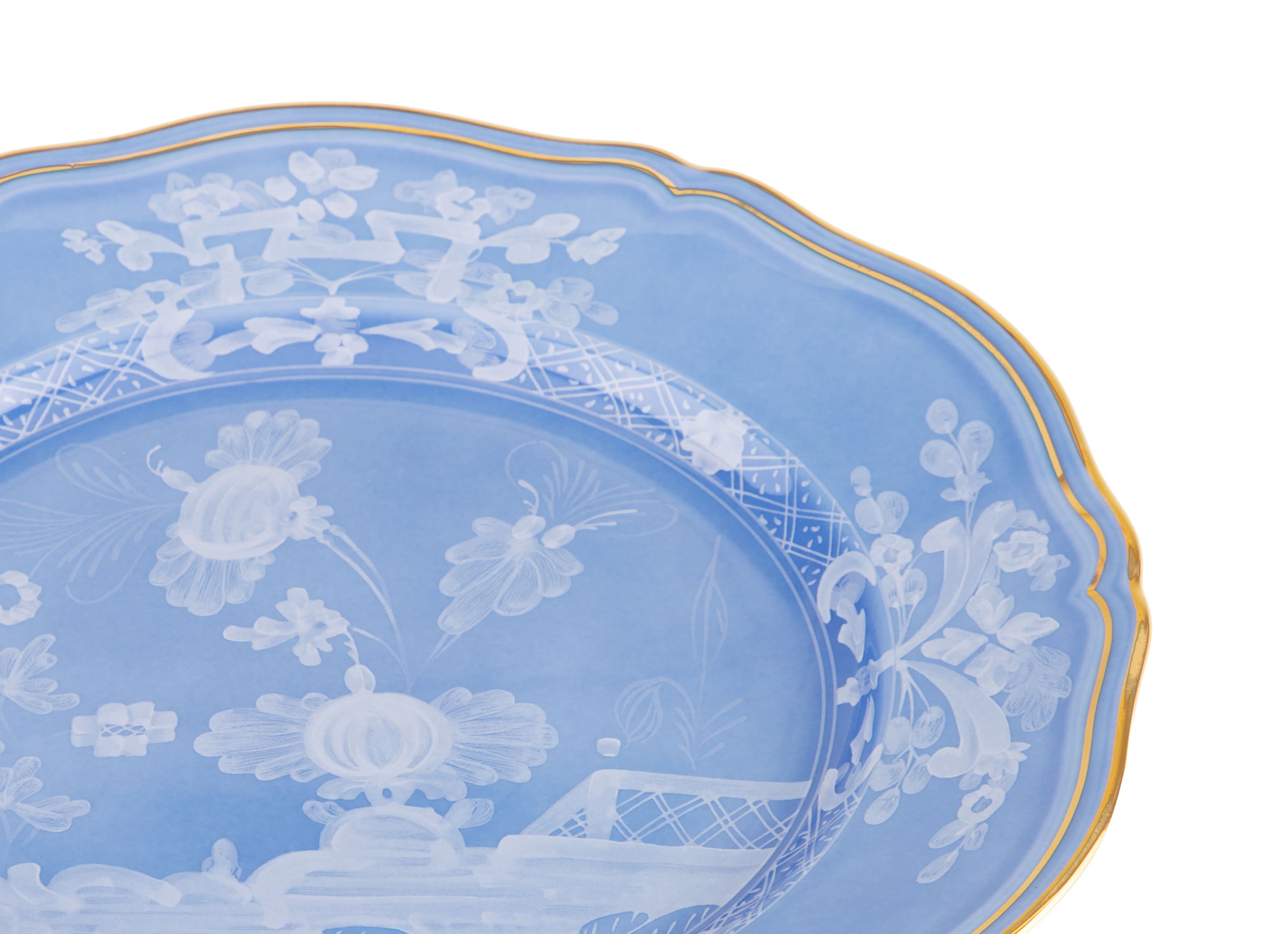 Periwinkle-blue porcelain flat plates | GINORI 1735