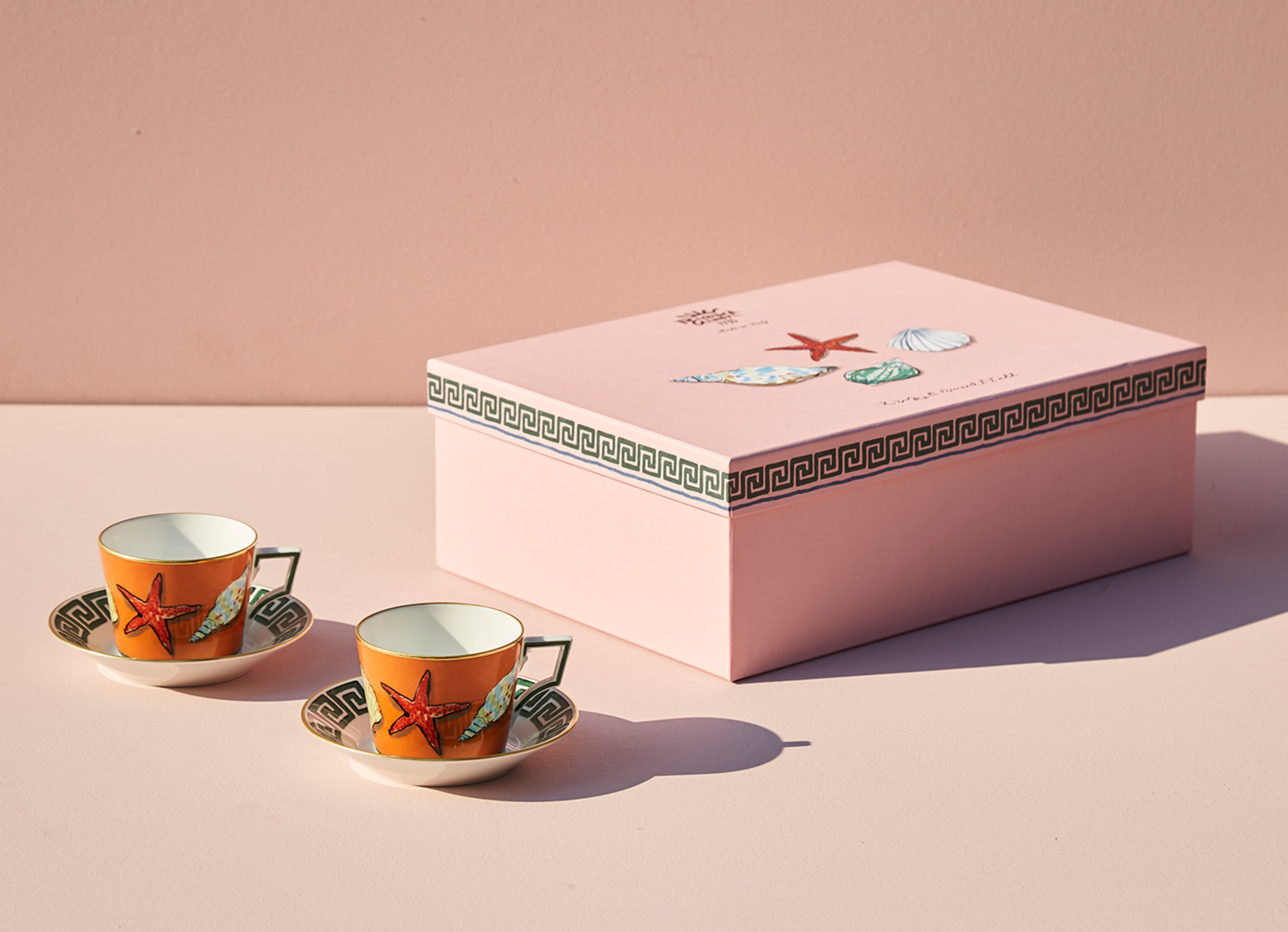 Orange porcelain tea set for two | GINORI 1735