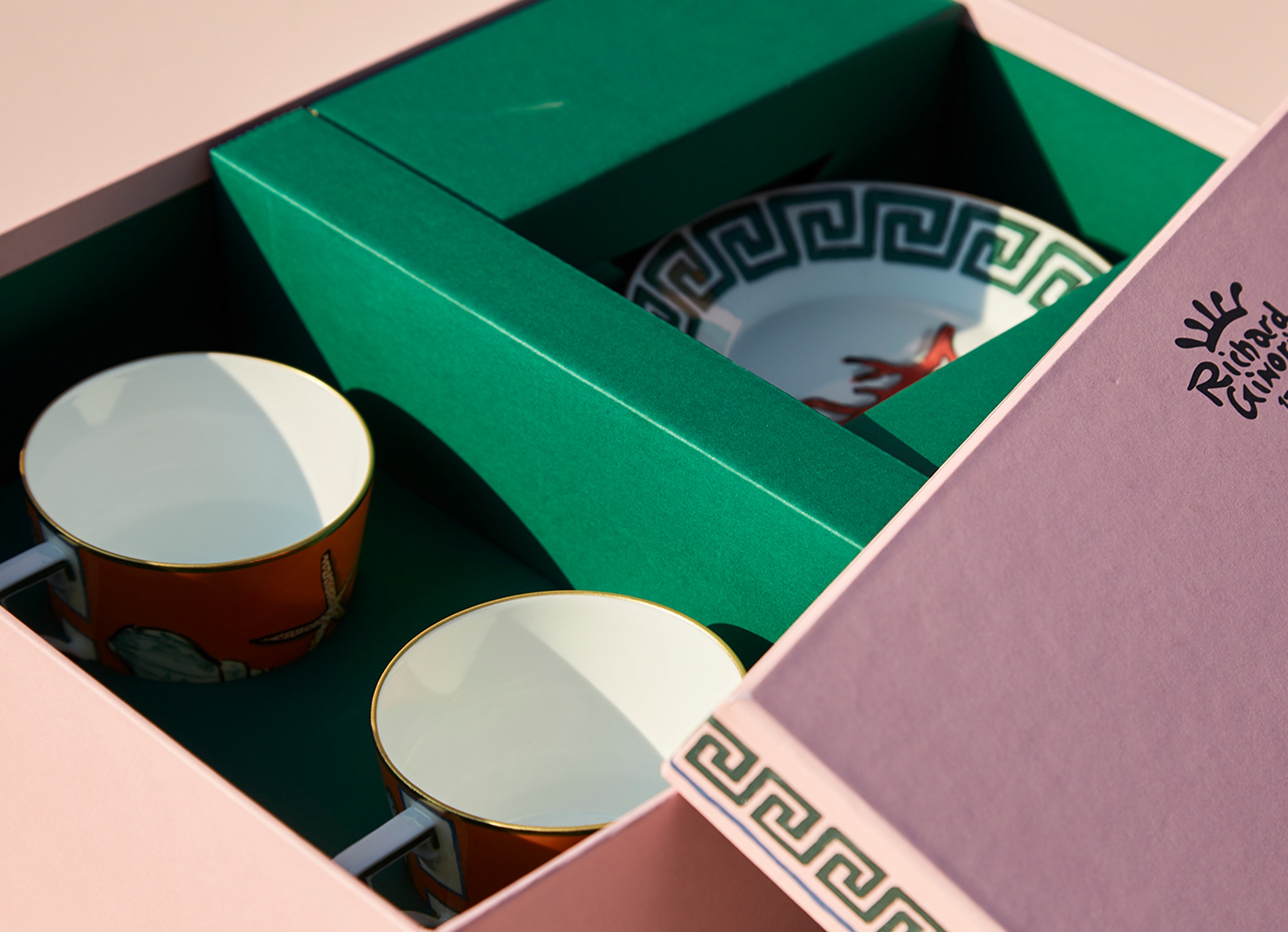 Orange porcelain tea set for two | GINORI 1735