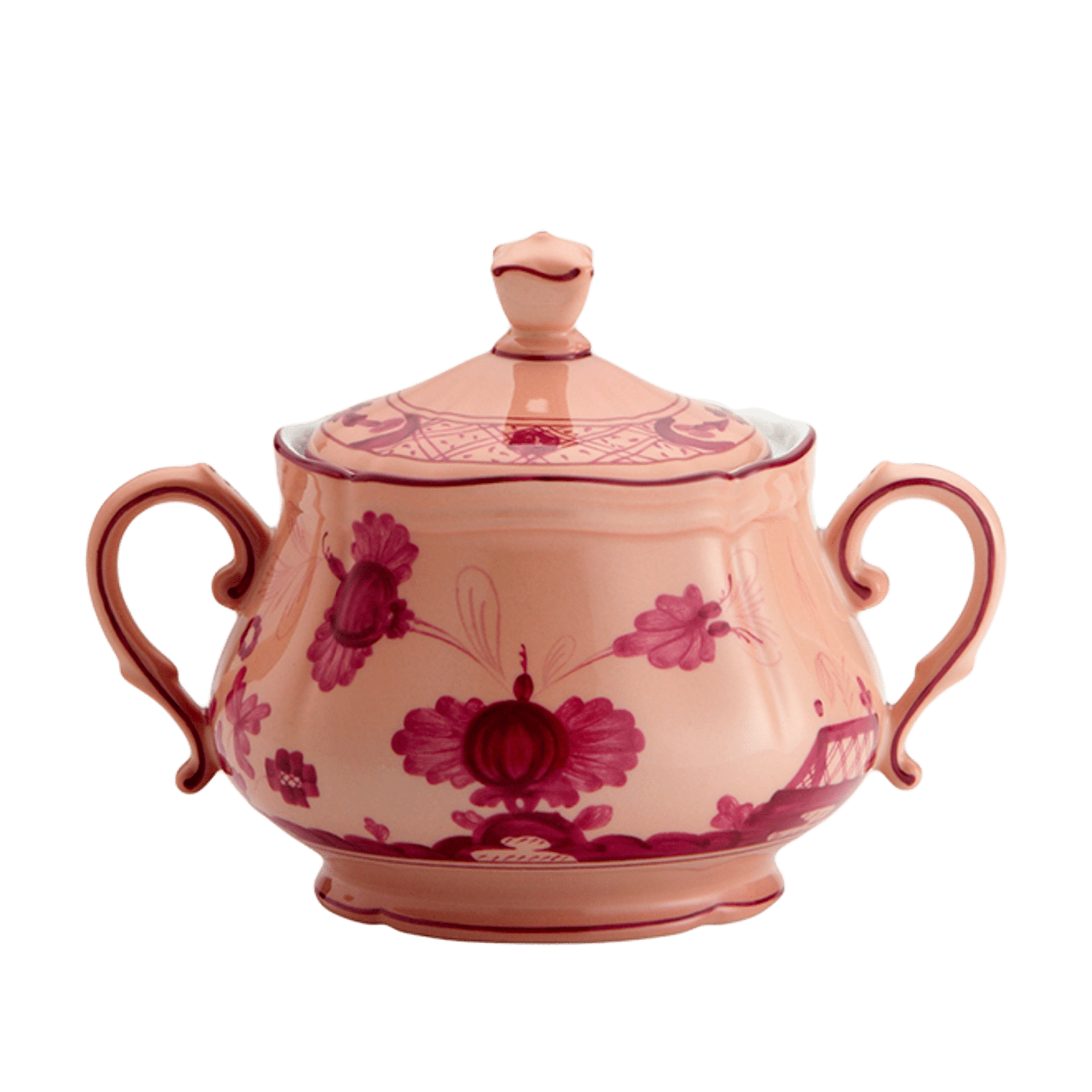 Vermilion-pink porcelain sugar bowl | GINORI 1735